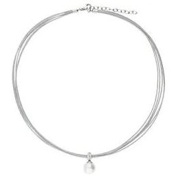 Collier Vivance "Perle", grau (stahlgrau), Halsketten, Damen, Edelstahl, Collier