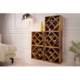 Riess Ambiente Massivholz Weinregal CUBUS 40cm braun Sheesham stone finish Beistelltisch handmade Riess-Ambiente Kolonial Natur