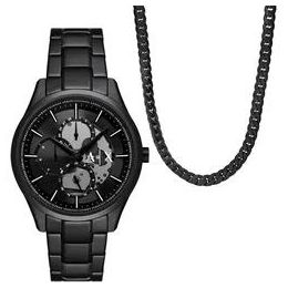 Giorgio Armani Multifunktionsuhr ARMANI EXCHANGE, schwarz, Armbanduhren, Damen, Armbanduhr, Herrenuhr, Edelstahlarmband, ideal auch als Geschenk