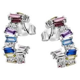 Paar Creolen Firetti "Schmuck Geschenk Silber 925 Ohrschmuck Ohrringe Regenbogen", bunt (silberfarben, gelb, braun, rosa, violett, lila, hellblau, dunkelblau, kristallwei&szlig;, gelb, braun, rosa, violett, lila, hellblau, dunkelblau, kristallwei&szlig;), Ohrringe, Damen, Silber 925 (Sterlingsilber), mit Zirkonia (synth.)