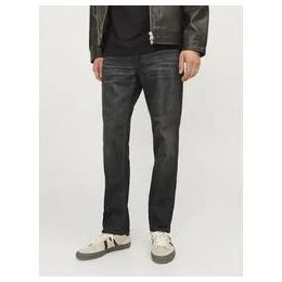 Jack & Jones Regular-fit-Jeans JACK & JONES "JJICLARK mit Used-Look und Stretch f&uuml;r den Alltag", Herren, Gr. 33, L&auml;nge 34, schwarz (schwarz denim), Denim/Jeans, Obermaterial: 80% Baumwolle, 15% Lyocell, 3% Elastomultiester, 2% Elasthan, Abriebeffekte, regular fit lang, Jeans, mit Abriebeffekten