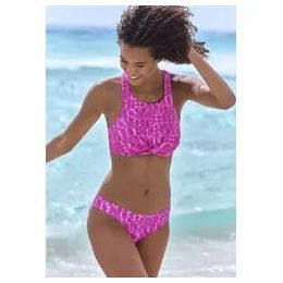 Crop-Bikini-Top ELBSAND "Letra", Damen, Gr. 42, Cup C/D, pink (fuchsia), Recycling-Polyamid, Bikini-Oberteile, mit tollem Wording
