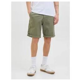 Jack & Jones Chinoshorts JACK & JONES "JPSTBOWIE JJSHORTS S", Herren, Gr. XS, N-Gr, gr&uuml;n (deep lichen gr&uuml;n), Web, Obermaterial: 98% Baumwolle, 2% Elasthan, unifarben, regular fit kurz, Hosen Chinoshorts, mit Aufschlag