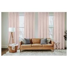 Gardine HOME BASICS "SOFTY" Gr. 3, rosa (ros&eacute;), B:140cm H:245cm, Leinenstruktur, Polyester, Gardinen, Gardine, Kombibandschal Leinenstruktur SOFT