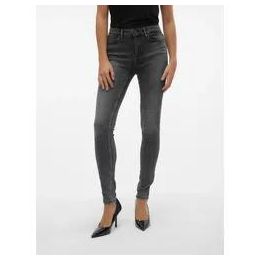 V&eacute;ro Moda Skinny-fit-Jeans VERO MODA "VMFLASH MR SKINNY JEANS LI213 NOOS", Damen, Gr. S (36), L&auml;nge 32, blau (medium grau denim), Denim/Jeans, Obermaterial: 65% Baumwolle, 18% Polyester, 8% Viskose, 7% Elastomultiester, 2% Elasthan, unifarben, skinny fit lang, Jeans, Baumwollmischung mit Stretch, regular waist, skinny fit