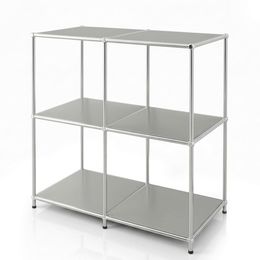 Floordirekt Regal Concept Epure Mk-027, Grau, Metall, 78x82x40 cm, stehend, Wohnzimmer, Regale, B&uuml;cherregale