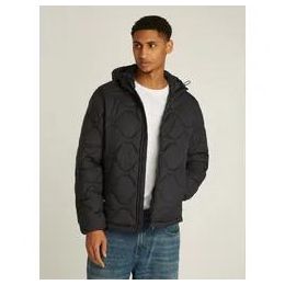 Steppjacke Tommy Hilfiger "ONION QUILTED HOODED JACKET", Herren, Gr. L, schwarz, Web, Obermaterial: 100% Polyamid. Futter: 100% Polyester. Wattierung: 100% Polyester, Jacken Steppjacke, Mit Zwiebelsteppung