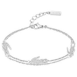 Gliederarmband Lacoste "CROCODILE", silber (edelstahlfarben), Armb&auml;nder, Damen, 16,5cm, Edelstahl, Gliederarmband