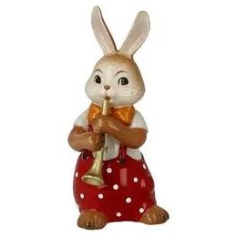 Osterhase Goebel "Figur Hase - S&uuml;&szlig;er Fl&ouml;tenspieler", bunt, B:4cm H:8cm T:4cm, Steingut, Dekofiguren, Osterfigur, Dekofigur, Ostern, Osterdekoration