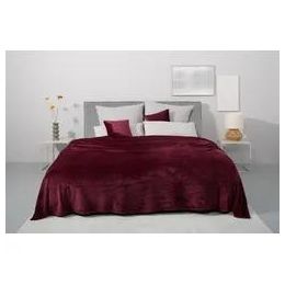 Tagesdecke OTTO HOME "Desner3", rot (bordeaux), B:140cm L:210cm, Polyester, Tagesdecken, mit Cashmere-Touch, viele Farben erh&auml;ltlich, Decke ab 140x210 cm