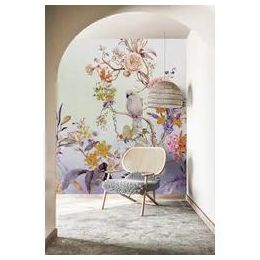 Livingwalls Vliestapete LIVING WALLS "Florale Vogel-Tapete Pastell Rosa Lila Romantisch", violett, B:2,7m H:0,02m L:2m, Vlies, Tapeten