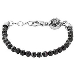 Armband Diesel "Schmuck Edelstahl Armschmuck Beadarmband", schwarz (edelstahlfarben, schwarz), Armb&auml;nder, Damen, 20cm, Edelstahl, Armband, mit Achat