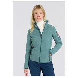 Strickfleecejacke CMP "KNITTED MELANGE FLEECE WOMAN JACKET", Damen, Gr. 48, trek gr&uuml;n, j, Strick, Obermaterial: 100% Polyester, normal, eingefasste Kante, Jacken, W&auml;rmeisolierend & Schnell trocknend & Atmungsaktiv, &Uuml;bergangsjacke