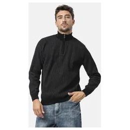 Cipo & Baxx Strickpullover CIPO & BAXX "CP286", Herren, Gr. L, schwarz, 50% Baumwolle, 50% Polyester, meliert, regular fit, ohne Ausschnitt, Rippstrickb&uuml;ndchen, Pullover Strickpullover, vertikales Rippstrickmuster