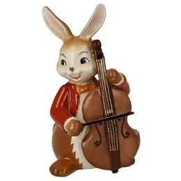 Osterhase Goebel "Figur Hase - Fr&ouml;hlicher Bassist", bunt, B:4,5cm H:8cm T:4cm, Steingut, Dekofiguren, Osterfigur, Dekofigur, Ostern, Osterdekoration