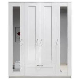 Dreht&uuml;renschrank Schlafkontor "Lepini, Kleiderschrank mit Spiegel und Schubkasten", wei&szlig; (wei&szlig;, spiegel), B:156cm H:191cm T:50cm, Holzwerkstoff, Schr&auml;nke, Dreht&uuml;renschrank, als 3- oder 4-t&uuml;rer erh&auml;ltlich