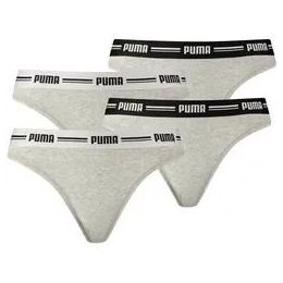 String Puma "String 4er Pack", Damen, Gr. M, grau, Obermaterial: 57% Baumwolle CO. 38% Modal CMD. 5% Elasthan EL., Unterhosen String