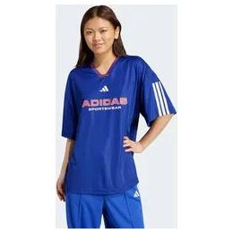 T-Shirt Adidas SPORTSWEAR "HOUSE OF TIRO NATIONS PACK BOYFRIEND", Damen, Gr. M, semi lucid blau, Obermaterial: 100% Polyester, Rundhals, Shirts T-Shirt, sportlicher Stil, Boyfriend-Passform, mit Elasthan-Anteil