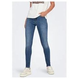 Skinny-fit-Jeans Only "ONLWAUW MID SKINNY DNM BJ370 NOOS", Damen, Gr. L, L&auml;nge 30, blau (medium blau denim), Denim/Jeans, Obermaterial: 64% Baumwolle, 31% Polyester, 3% Viskose, 2% Elasthan, Abriebeffekte, skinny fit, Jeans