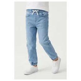 Straight-Jeans Tom Tailor, Jungen, Gr. 128, N-Gr, used light stone blau denim, Denim/Jeans, Obermaterial: 74% Baumwolle, 24% Polyester, 2% Elasthan. Futter: 100% Baumwolle, unifarben, straight fit lang, Jeans Straight-Jeans, mit elastischem Bund