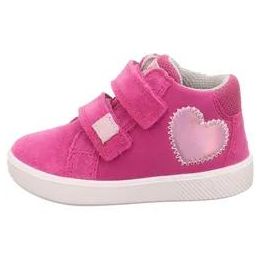 Sneaker Superfit "SUPIES WMS: mittel", M&auml;dchen, Gr. 26, pink, rosa herzchen, Leder, Polyester, Veloursleder, Schuhe Sneaker, Klettschuh, mit herausnehmbarer Einlage, Gr&ouml;&szlig;enschablone zum Download
