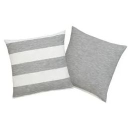 Kissenh&uuml;lle OTTO HOME "Big Stripe", grau (grau, wei&szlig;), B:40cm L:40cm, Renforc&eacute; (Bio-Baumwolle), Obermaterial: 100% Baumwolle, Kissenbez&uuml;ge, Kissenh&uuml;lle, Streifen-Design in Melange-Optik