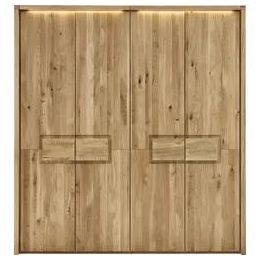 Kleiderschrank Home Affaire "Ambroise, aus Wildeiche, inkl. Passepartout", braun (wildeiche), B:207cm H:226cm T:62cm, Massivholz, Schr&auml;nke, Kleiderschrank, Massivholz-Kleiderschrank, im 50 cm Raster planbar