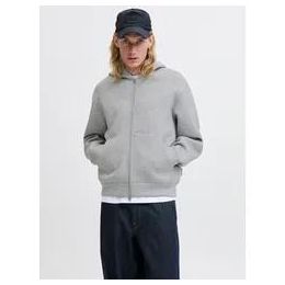 Jack & Jones Kapuzensweatshirt JACK & JONES "JCOCOVER SCUBA SWEAT ZIP HOOD NOOS", Herren, Gr. S, grau (light grau melange), angeraute Sweatware, Obermaterial: 65% Polyester, 30% Viskose, 5% Elasthan, meliert, relaxed fit, Rippb&uuml;ndchen, Sweatshirts