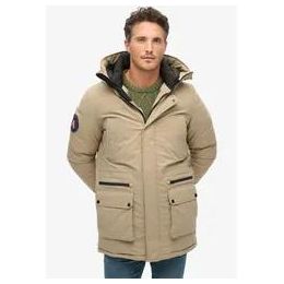 Steppjacke Superdry "City Padded Parka Jacket", Herren, Gr. L, braun (timber wolf braun), Web, Obermaterial: 51% Elastomultiester, 49% Polyester, unifarben, loose fit, Jacken Steppjacke
