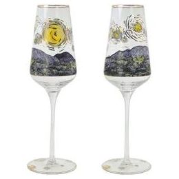 Sektglas Goebel "Sektglas Vincent Van Gogh -Sternennacht", bunt, B:7,5cm H:23,5cm, Glas, Trinkgef&auml;&szlig;e