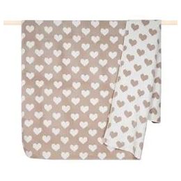 Wohndecke Pad "Love", taupe, B:150cm L:200cm, Obermaterial: 65% Baumwolle, 35% Polyacryl, Wohndecken, Wohndecke, Made in Europe