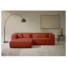 Ecksofa "PIARA mit Kedernaht, Cord, Leinenoptik o. Strukturstoff, Couch, L-Form", kupfer, B:267cm H:66cm T:167cm, 100% Polyester, LeGer Home by Lena Gercke, Sofas, Ecksofa, wahlweise Ottomane rechts/links, schwarze F&uuml;&szlig;e, bequemer Sitzkomfort