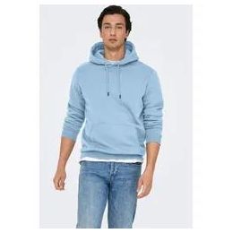 Only & Sons Kapuzensweatshirt ONLY & SONS "ONSCERES HOODIE SWEAT NOOS", Herren, Gr. XL, cerulean, angeraute Sweatware, Obermaterial: 57% Baumwolle, 43% Polyester, unifarben, regular fit normal, Rundhals, Rippb&uuml;ndchen, Sweatshirts, Baumwollmischung, regular fit