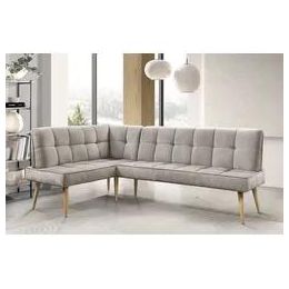 Eckbank exxpo - SOFA FASHION "Latte", sand, B:234cm H:95cm T:156cm, 100% PES, Sitzb&auml;nke, Eckbank, moderne Sitz- und R&uuml;ckensteppung, bequem und elegant, hoher Holzfu&szlig;