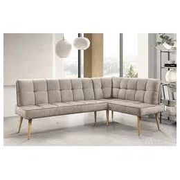 Eckbank exxpo - SOFA FASHION "Latte", beige, B:234cm H:95cm T:156cm, 100% PES, Sitzb&auml;nke, Eckbank, moderne Sitz- und R&uuml;ckensteppung, bequem und elegant, hoher Holzfu&szlig;