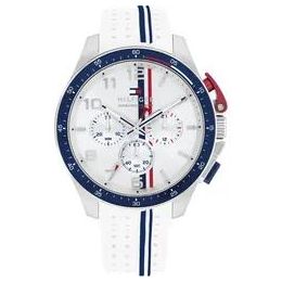 Chronograph Tommy Hilfiger "BANK", wei&szlig;, Armbanduhren, Herren, Chronograph, Quarzuhr, Armbanduhr, Herrenuhr, Silikonarmband, analog, Stoppfunktion