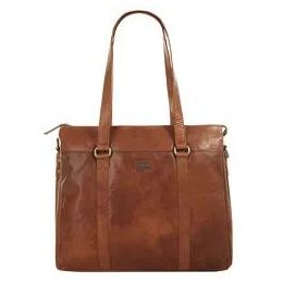 SPIKES & SPARROW Shopper SPIKES & SPARROW, Damen, Gr. B/H/T: 40cm x 34cm x 8cm onesize, braun (cognac), Leder, beschichtet, gl&auml;nzend, Taschen Shopper, echt Leder