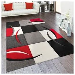 Teppich Paco Home "Diamond 665", rot, B:80cm H:17mm L:150cm, Polypropylen (PP), Teppiche, Teppich, Karo Muster, 3D-Design, auch als L&auml;ufer, Wohnzimmer, Schlafzimmer
