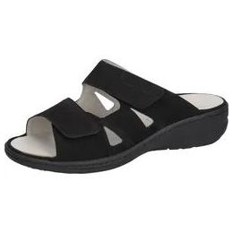 Waldl&auml;ufer Pantolette WALDL&Auml;UFER "HERIA", Damen, Gr. 6 (39), schwarz, Nubukleder, unifarben, Schuhe Pantolette, Sommerschuh, Komfortschuh, Hausschuh in Weite H, mit Klettverschl&uuml;sse