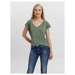 V&eacute;ro Moda V-Shirt VERO MODA "VMFILLI SS V-NECK TEE GA NOOS", Damen, Gr. L, gr&uuml;n (laurel wreath), Jersey, Obermaterial: 70% Modal, 30% Polyester, unifarben, relaxed fit normal, V-Ausschnitt, Shirts, Materialmix, relaxed fit