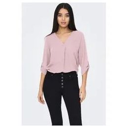 Jacqueline de Yong Shirtbluse JDY "JDYDIVYA LIFE 3/4 TOP WVN NOOS", Damen, Gr. 42, rosa (bleached mauve), Web, Obermaterial: 100% Polyester, unifarben, loose fit taillenbedeckt, V-Ausschnitt, Blusen