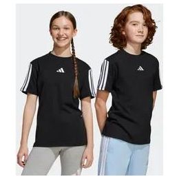 T-Shirt Adidas SPORTSWEAR "ESSENTIALS KIDS", Jungen, Gr. 128, schwarz-wei&szlig; (schwarz, wei&szlig;), Obermaterial: 100% Baumwolle, normal, Rundhals, Shirts T-Shirt, sportlicher Stil, Rundhalsausschnitt, ohne Verschluss, f&uuml;r Kinder