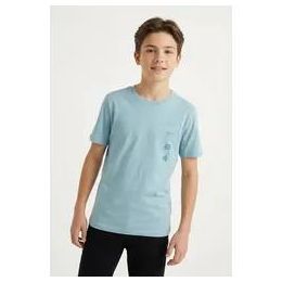 T-Shirt Tom Tailor, Jungen, Gr. 164, light teal, Jersey, Obermaterial: 100% Baumwolle, unifarben, normal h&uuml;ftbedeckend, Rundhals, Shirts T-Shirt, mit kleinen Prints, f&uuml;r Boys