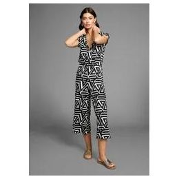 Jumpsuit Laura Scott, Damen, Gr. 38, N-Gr, schwarz (schwarz, gemustert), Single Jersey, Obermaterial: 95% Viskose, 5% Elasthan, gemustert, figurbetont ca. Mitte Wade, V-Ausschnitt, Overalls Jumpsuit, mit V-Ausschnitt