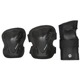 Protektoren-Set Powerslide "Basic Adult Set" Gr. M, schwarz, Protektoren, M, EVA, Nylon, Nylon Mesh, Polyethylen (PE)