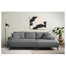 Sitzgruppe Home Affaire "TVINNU, Polsterecke L-Form, Schlaffunktion, mit Hocker", grau (dunkelgrau), B:275cm H:83cm T:173cm, Sitzm&ouml;bel-Sets, Set, stellbar zum Schlafsofa (Krokodilverbinder)
