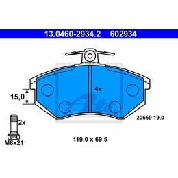 ATE Bremsensatz-Vorderachse SG00000D03 Bremsensatz, Scheibenbremse vorne hinten rechts links voll 256mm f&uuml;r VAG 8A0698151 443698451A 443698451B
