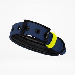 THE DOG IDEA Biothane Halsband Navy neon gelb XL