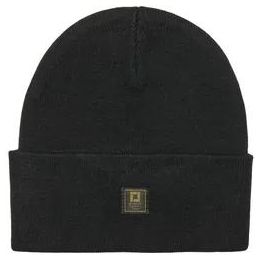 Only & Sons Beanie ONLY & SONS "ONSISAAC FLAT KNIT LOGO BEANIE NOOS", Damen, schwarz, Strick, Wolle, unifarben, Basic, M&uuml;tzen Beanie