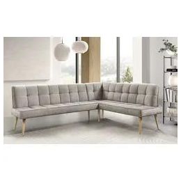 Eckbank exxpo - SOFA FASHION "Latte", sand, B:254cm H:95cm T:196cm, 100% PES, Sitzb&auml;nke, Eckbank, moderne Sitz- und R&uuml;ckensteppung, bequem und elegant, hoher Holzfu&szlig;